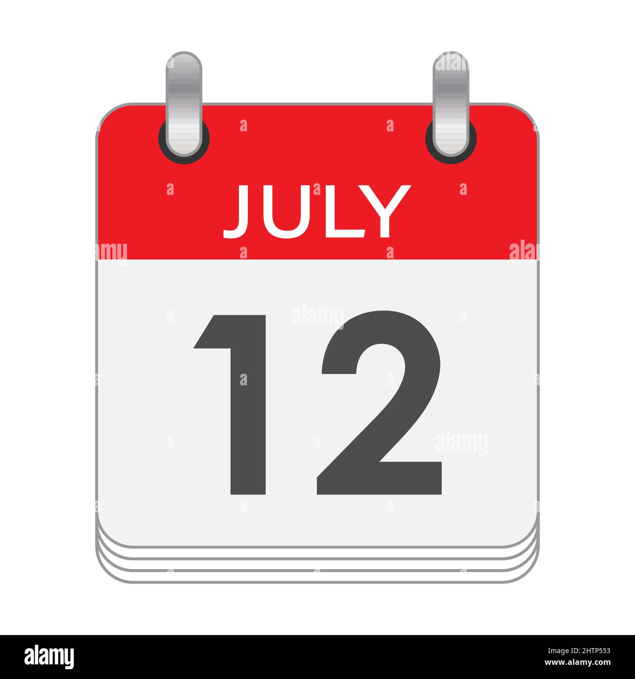 JULY 12. A leaf of the flip calendar with the date of JULY 12. Flat ...