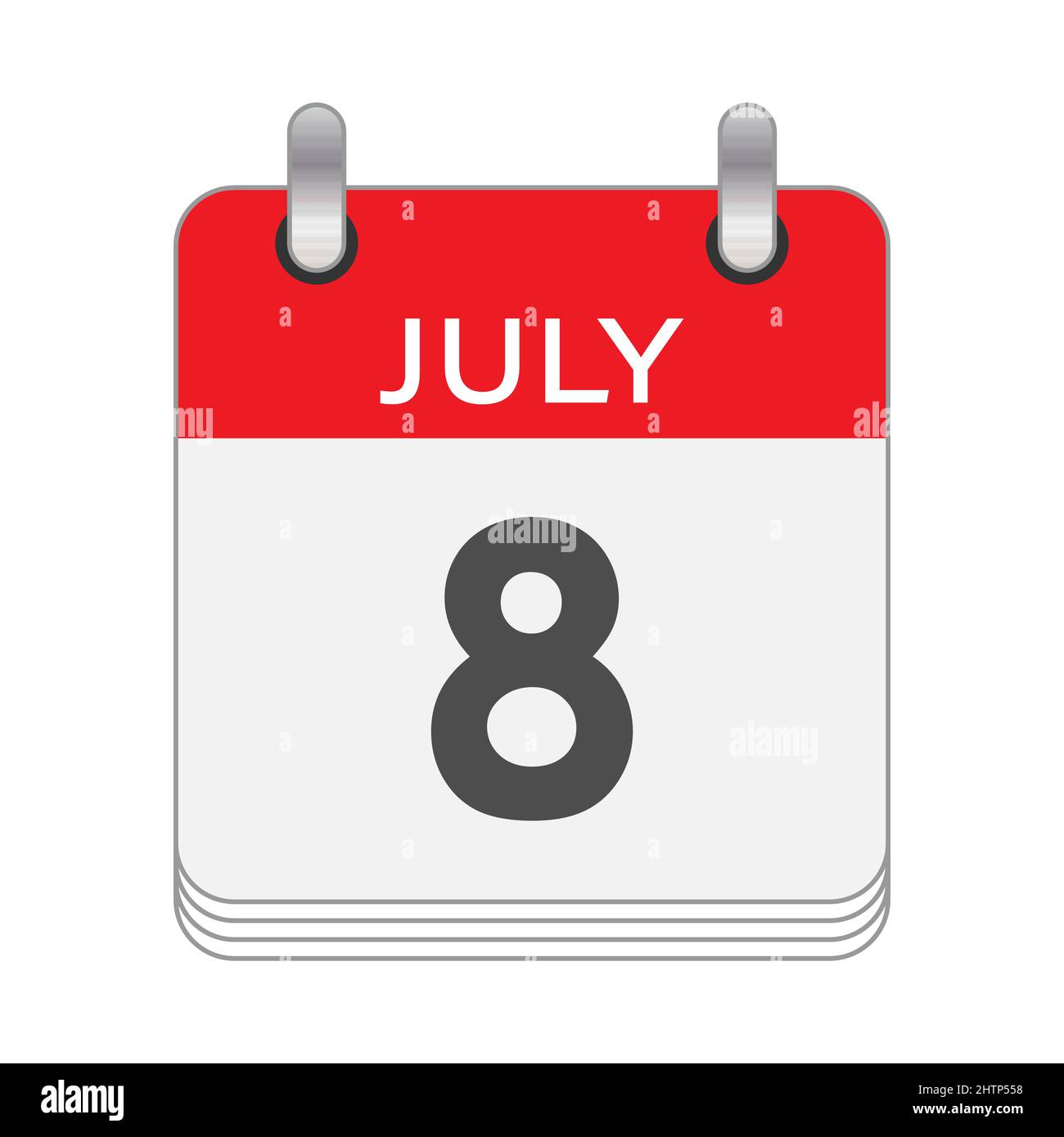 JULY 8 A leaf of the flip calendar with the date of JULY 8. Flat style ...