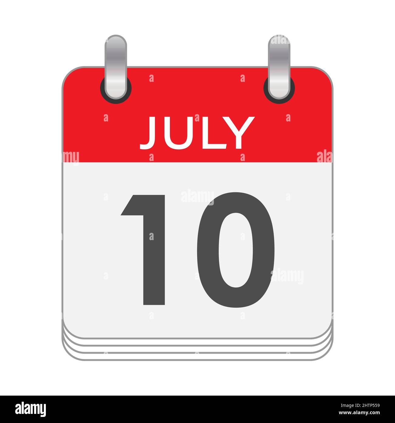 JULY 10. A leaf of the flip calendar with the date of JULY 10. Flat ...