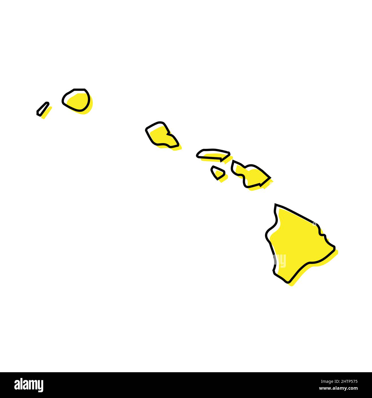 Simple outline map of Hawaii is a state of United States. Stylized ...