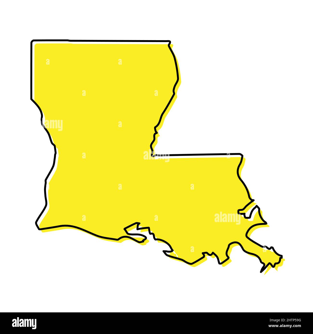Simple outline map of Louisiana is a state of United States. Stylized ...