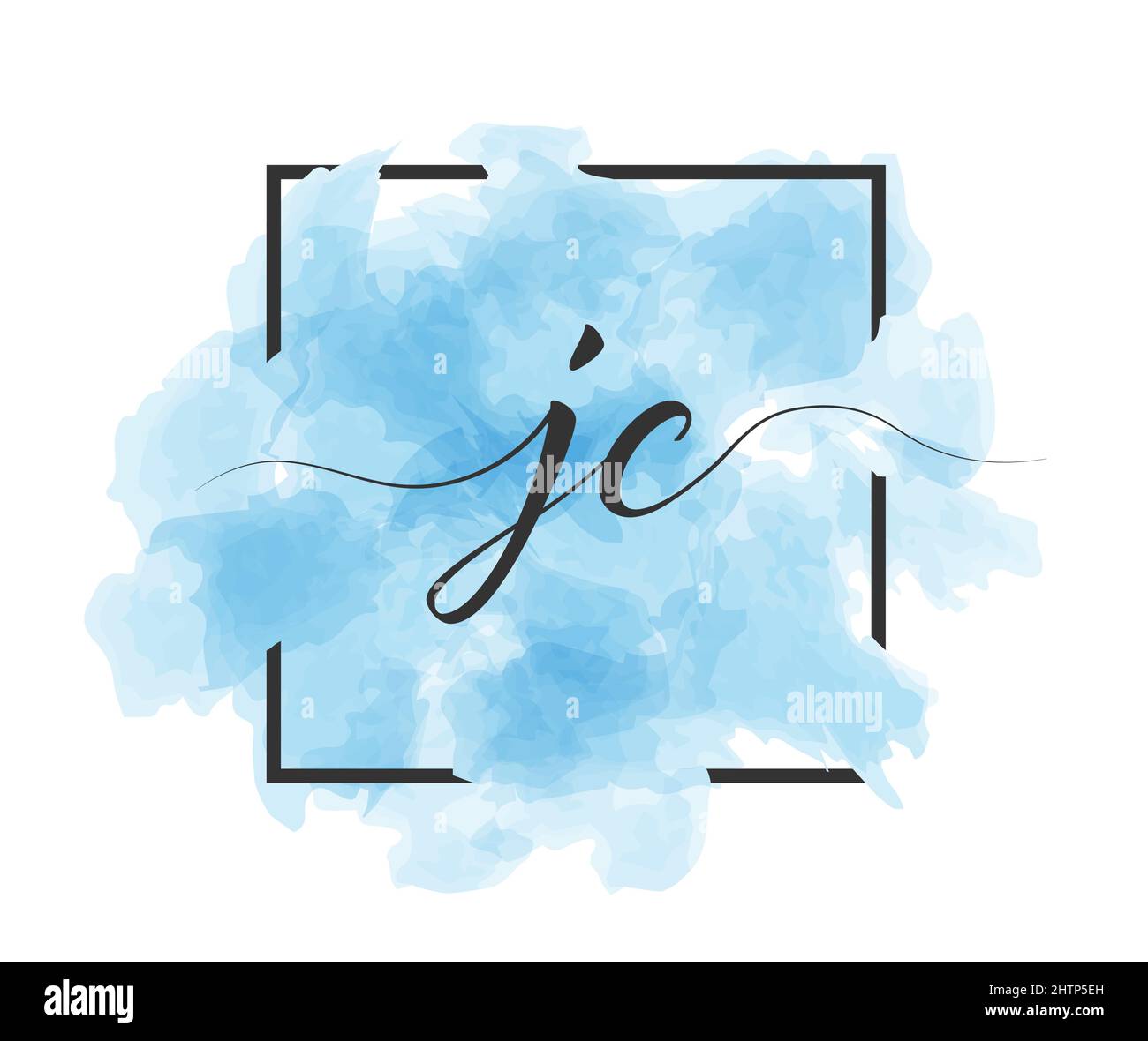 Calligraphic lowercase letters J and C are written in a solid line on a ...
