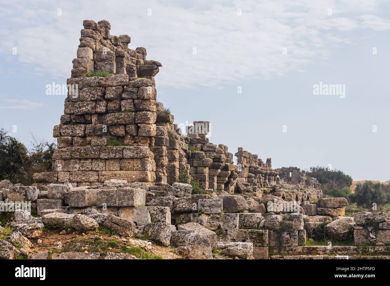 Roman ruins at Greco-Roman city in Antalya province of Turkey. Ancient ...