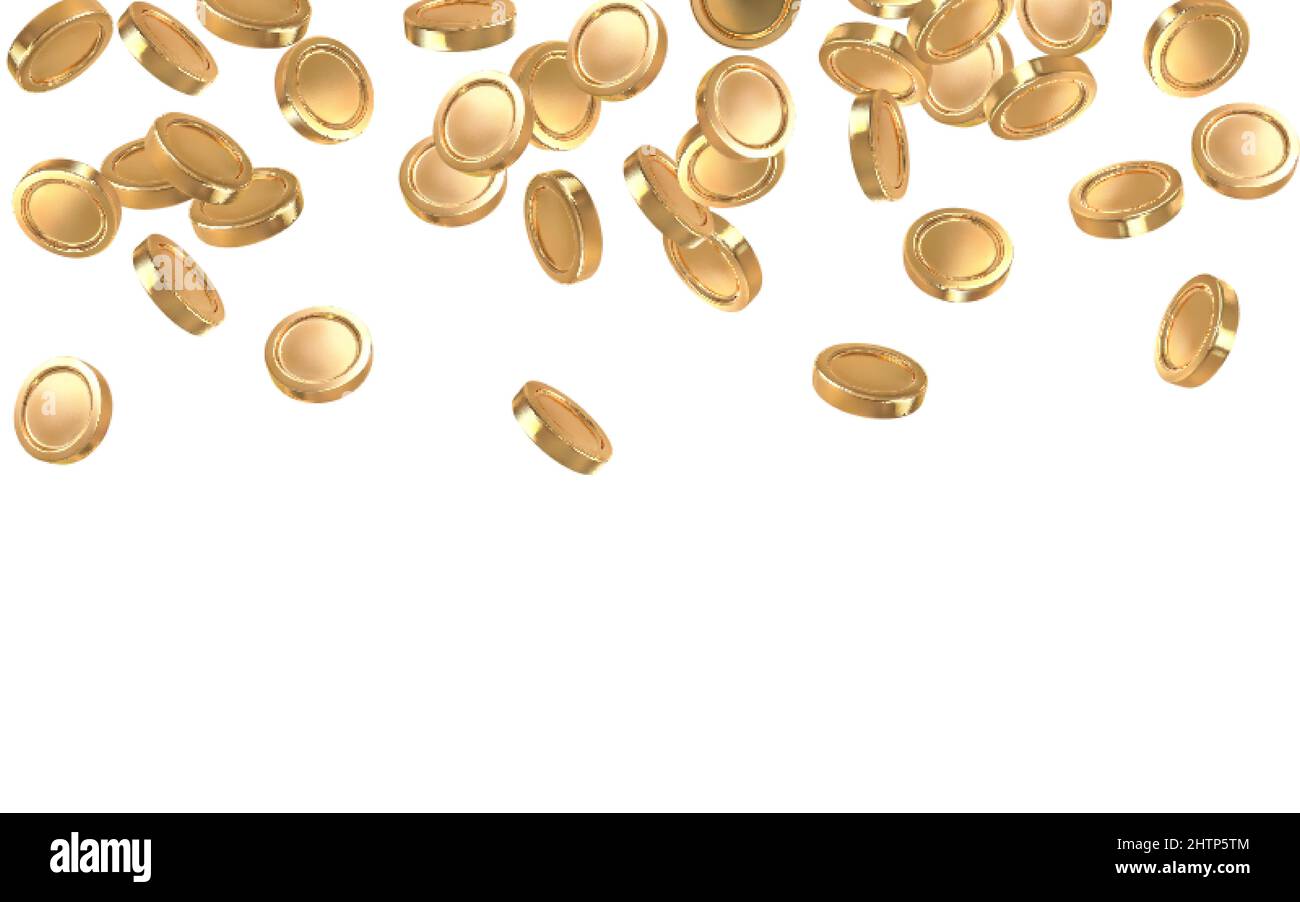 Realistic gold coins explosion isolated on transparent background ...