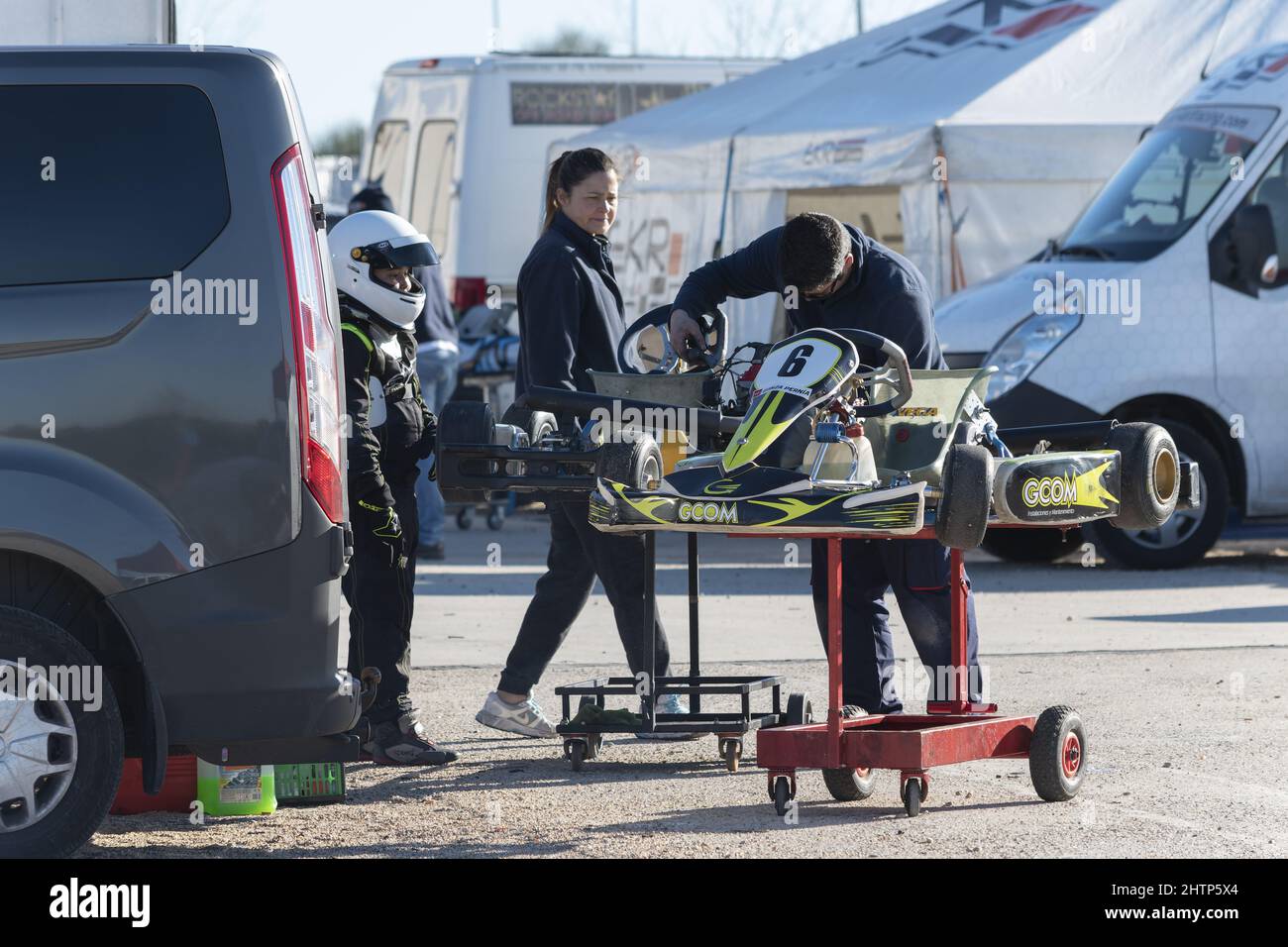 Mechanic fixing Go-carts in the pit for the race Stock Photo - Alamy