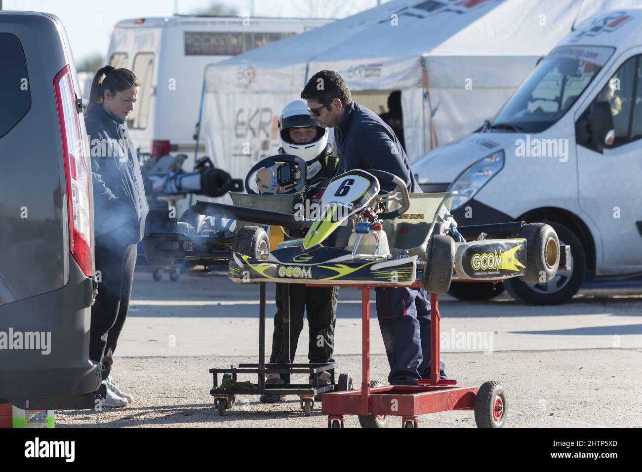 Mechanic fixing Go-carts in the pit for the race Stock Photo - Alamy