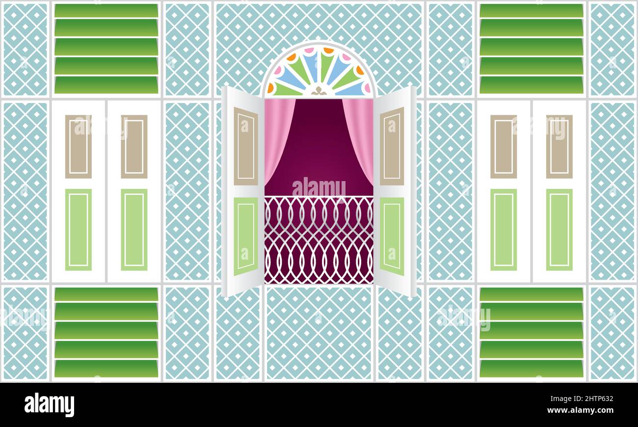 Beautiful traditional Malay style wooden window frame Stock Vector ...