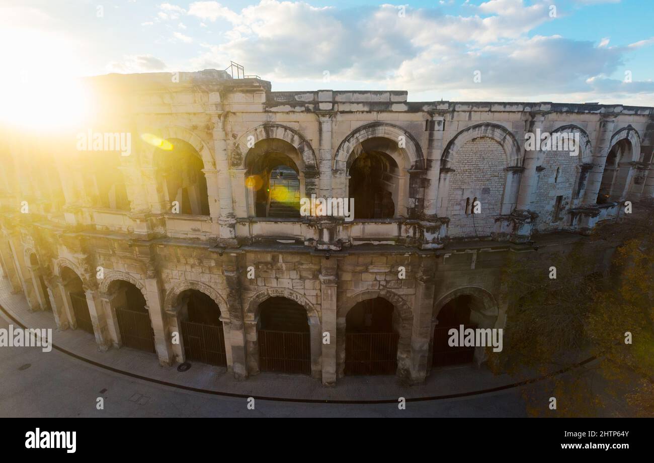 Ancient Roman amphitheater arena in Nimes, France Stock Photo - Alamy
