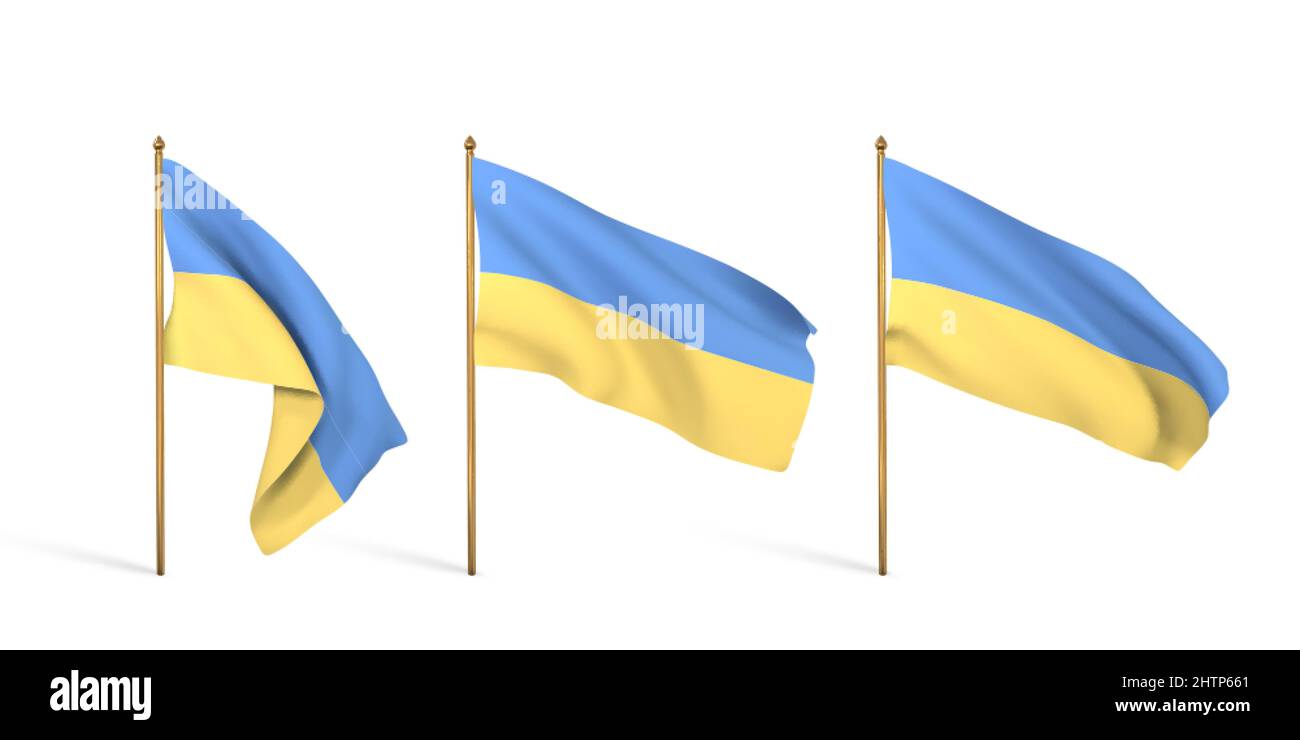 Realistic Ukraine flag on white bakground. Vector illustration Stock ...