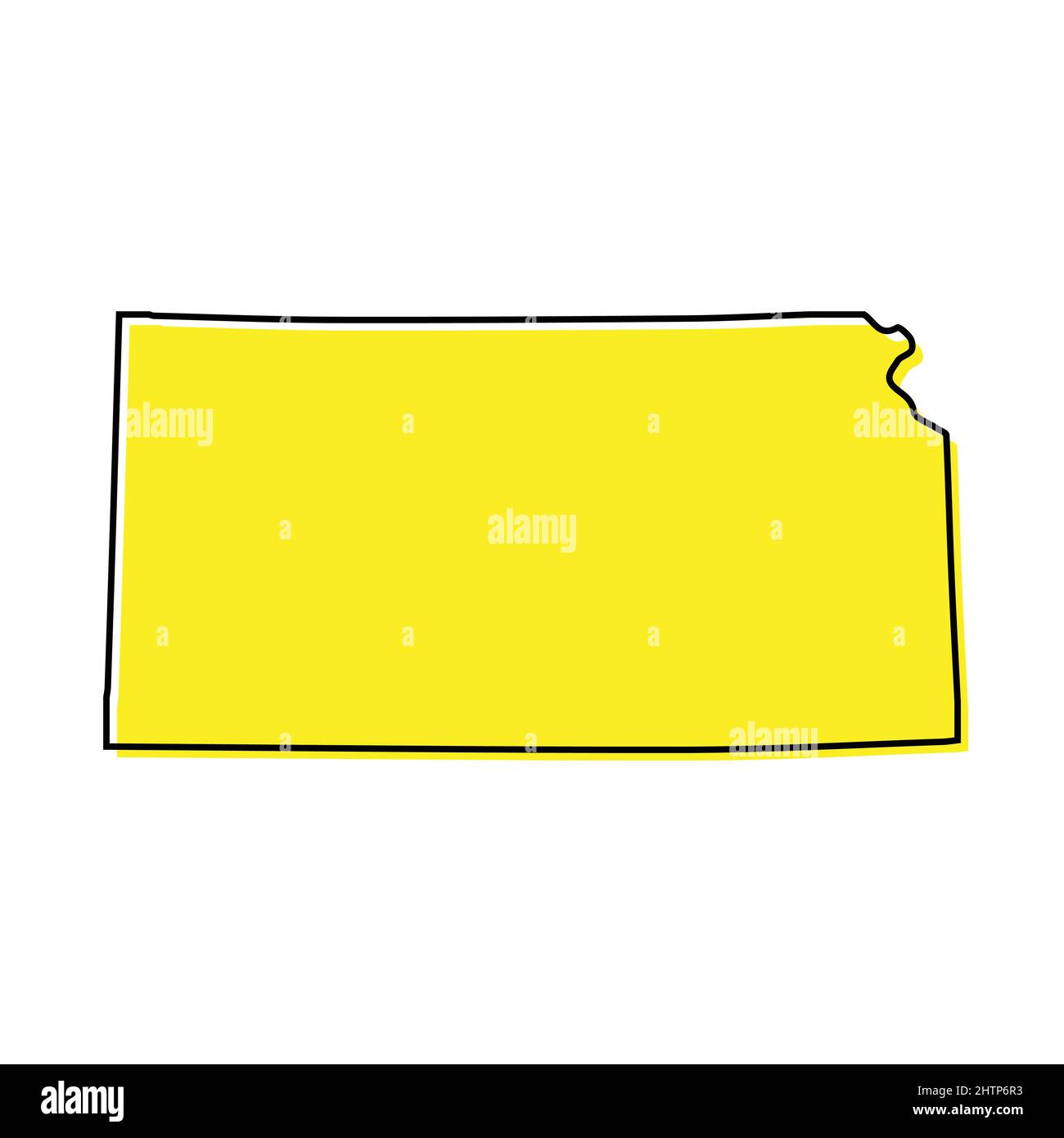 Simple outline map of Kansas is a state of United States. Stylized ...