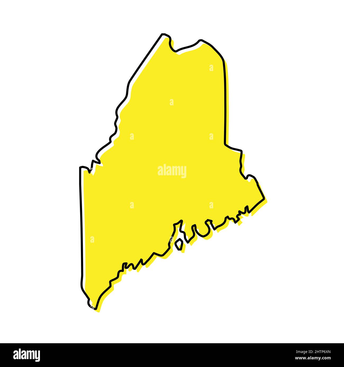 Simple outline map of Maine is a state of United States. Stylized ...