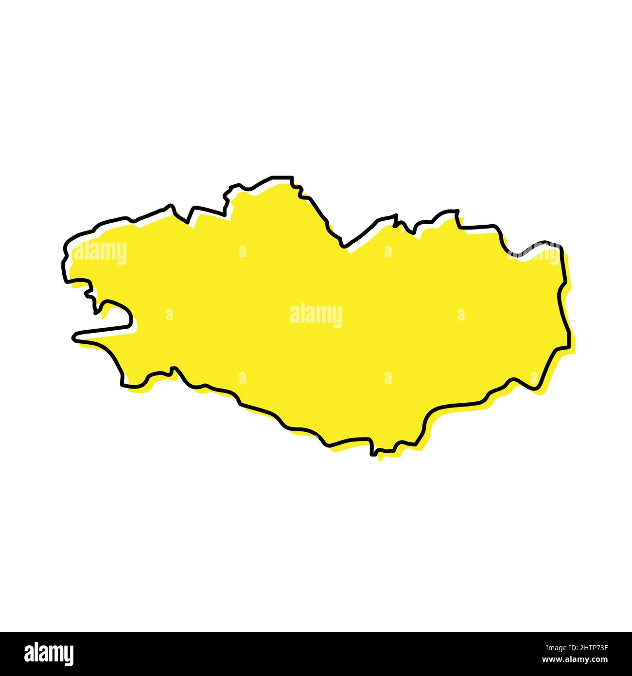 Simple outline map of Normandy is a region of France. Stylized minimal ...