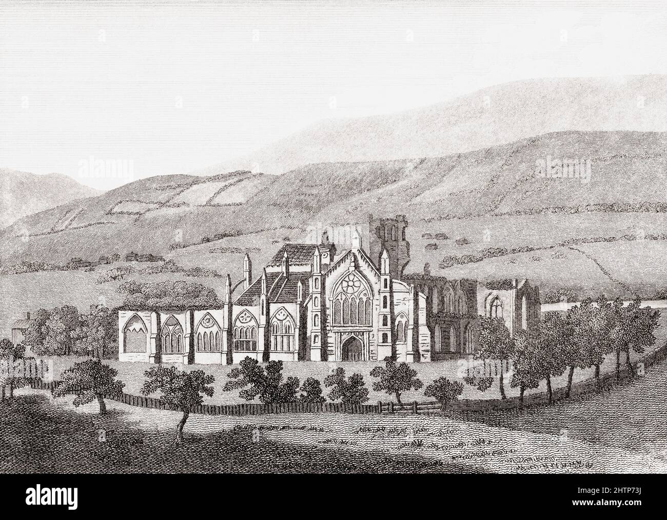 Melrose Abbey. St Mary's Abbey, Melrose, Scottish Borders, Scotland ...