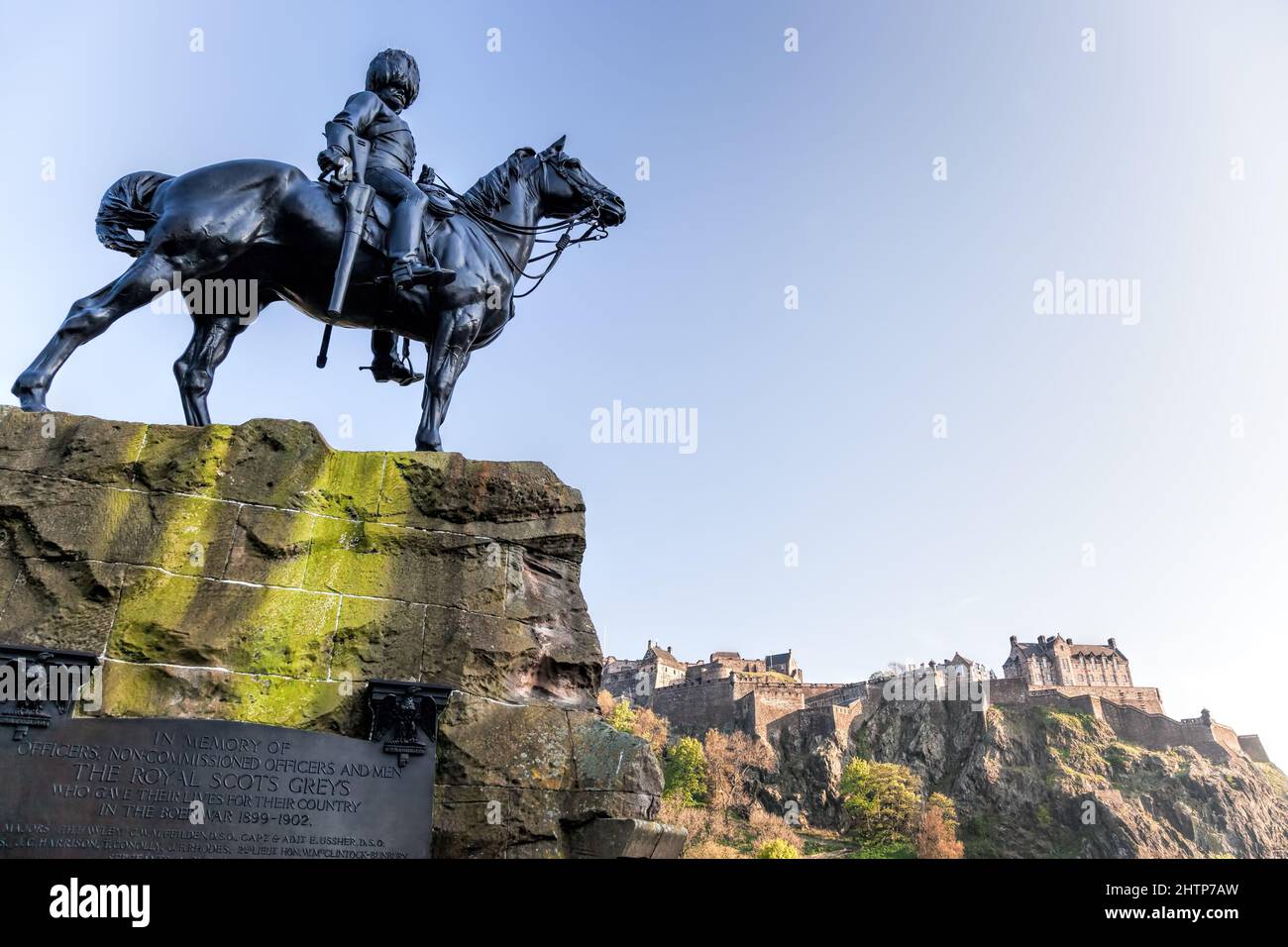 Edinburgh, Scotland, 5th May 2016 The Royal Scots Greys Monument statue ...