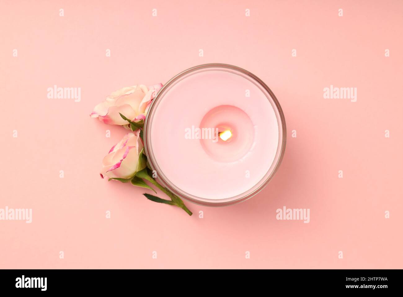 Concept of relaxation with aroma candle, top view Stock Photo - Alamy
