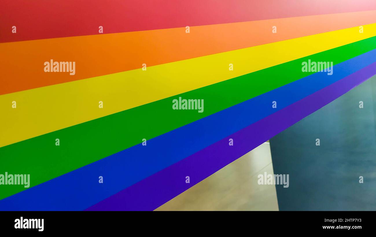 Different angles of a horizontal rainbow vibrant color sticker Stock ...