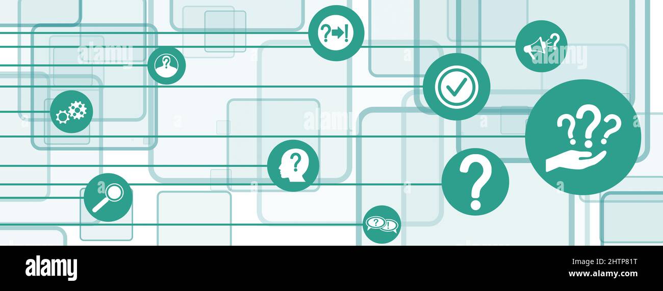 Concept of question with connected icons Stock Photo - Alamy