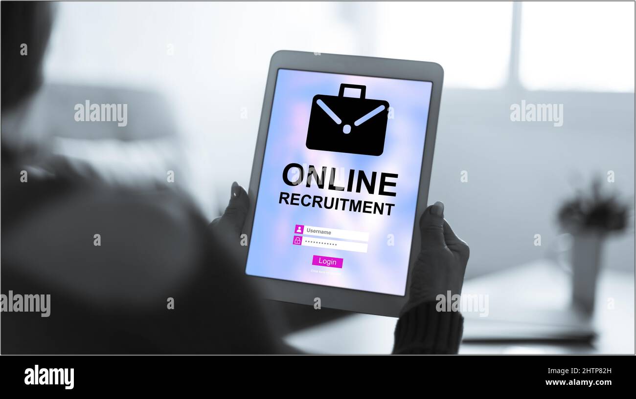 Tablet screen displaying an online recruitment concept Stock Photo - Alamy