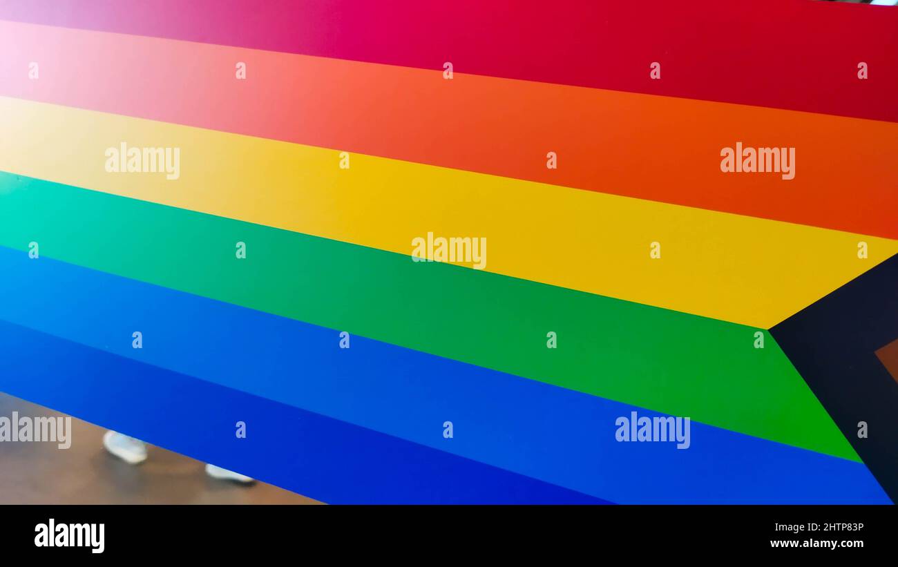Different angles of a horizontal rainbow vibrant color sticker Stock ...