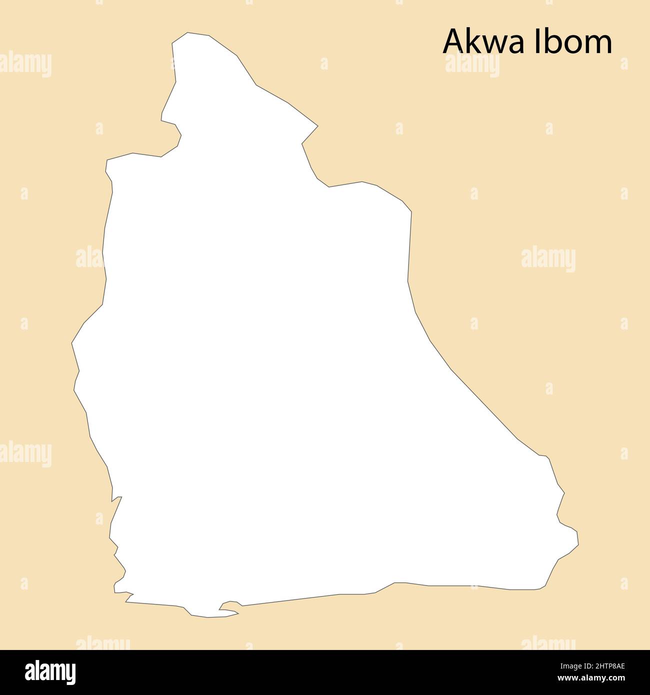 High Quality map of Akwa Ibom is a region of Nigeria, with borders of ...