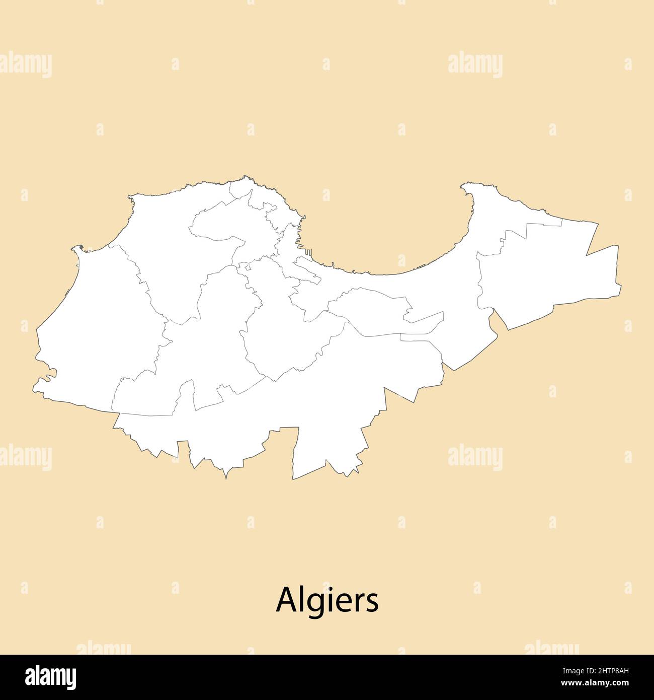 High Quality map of Algiers is a province of Algeria, with borders of ...