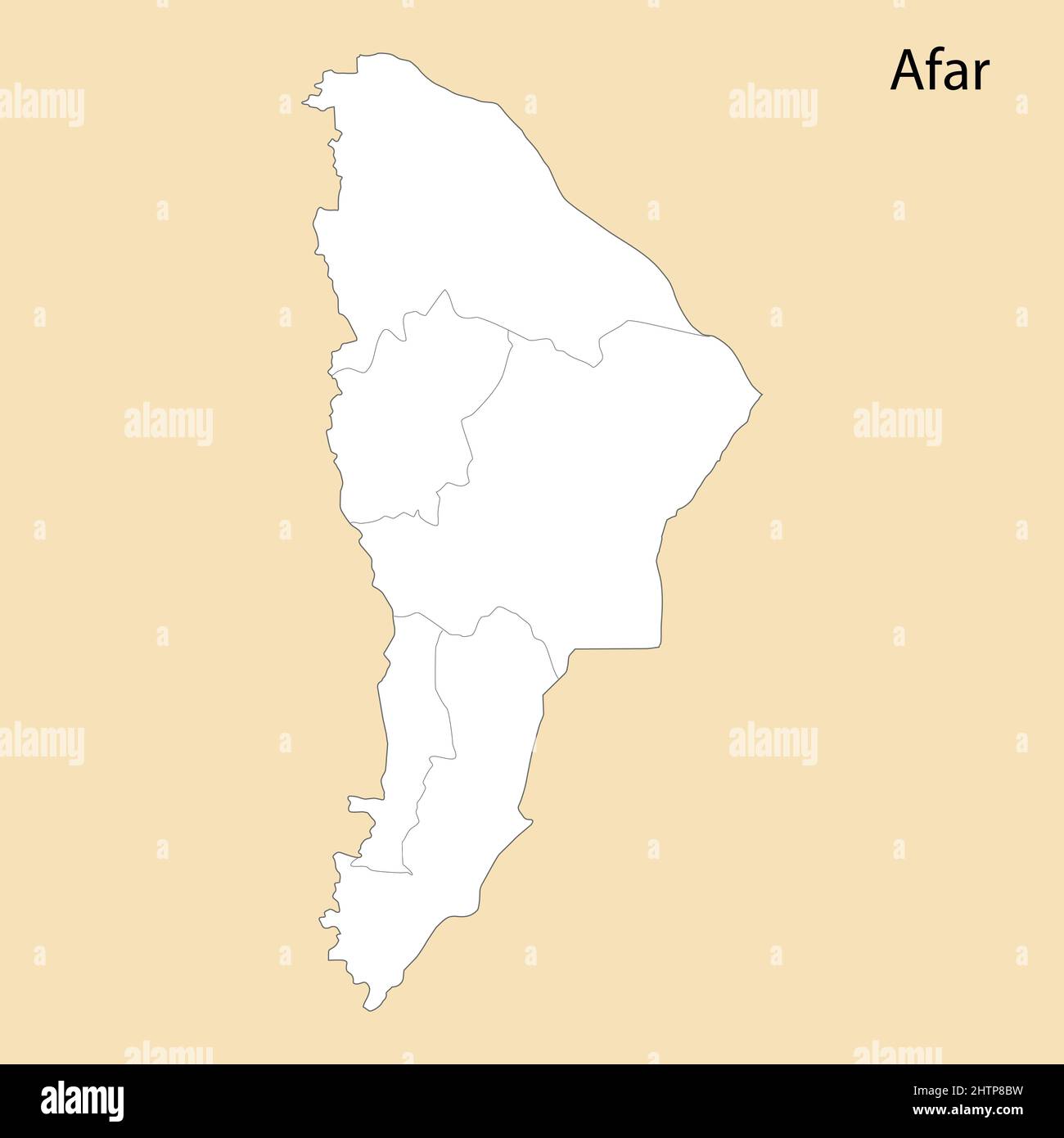 High Quality map of Afar is a region of Ethiopia, with borders of the ...