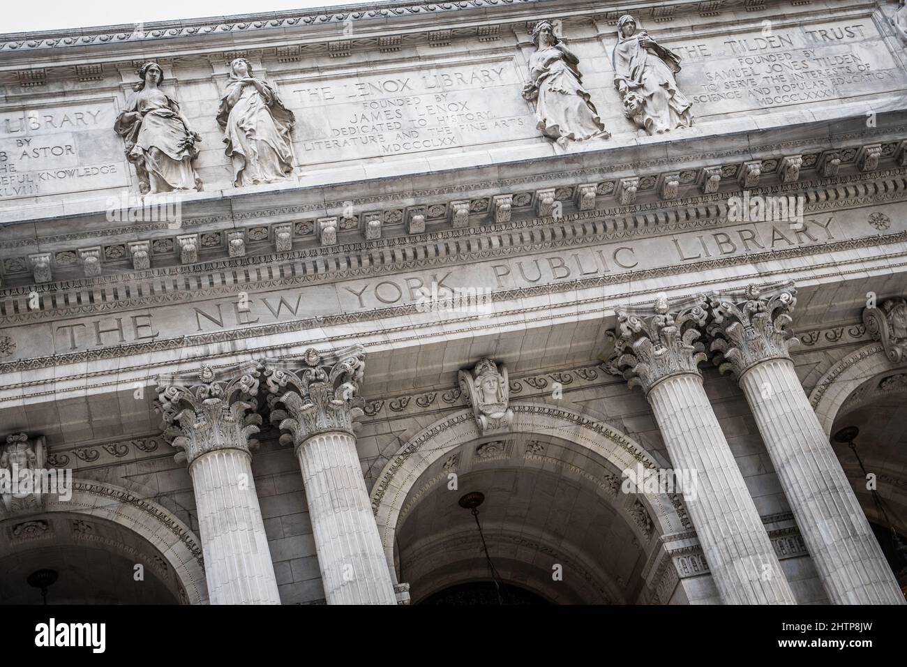 Design of the New York Public Library Entrance in New York City Stock ...