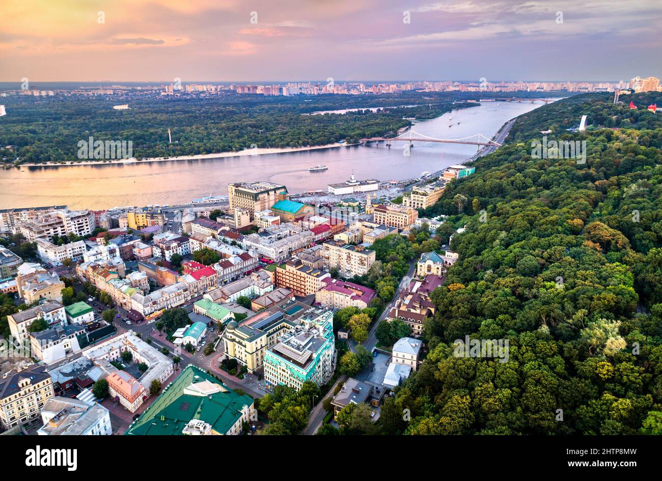 Aerial view of Podil, a historic district of Kiev, Ukraine Stock Photo ...