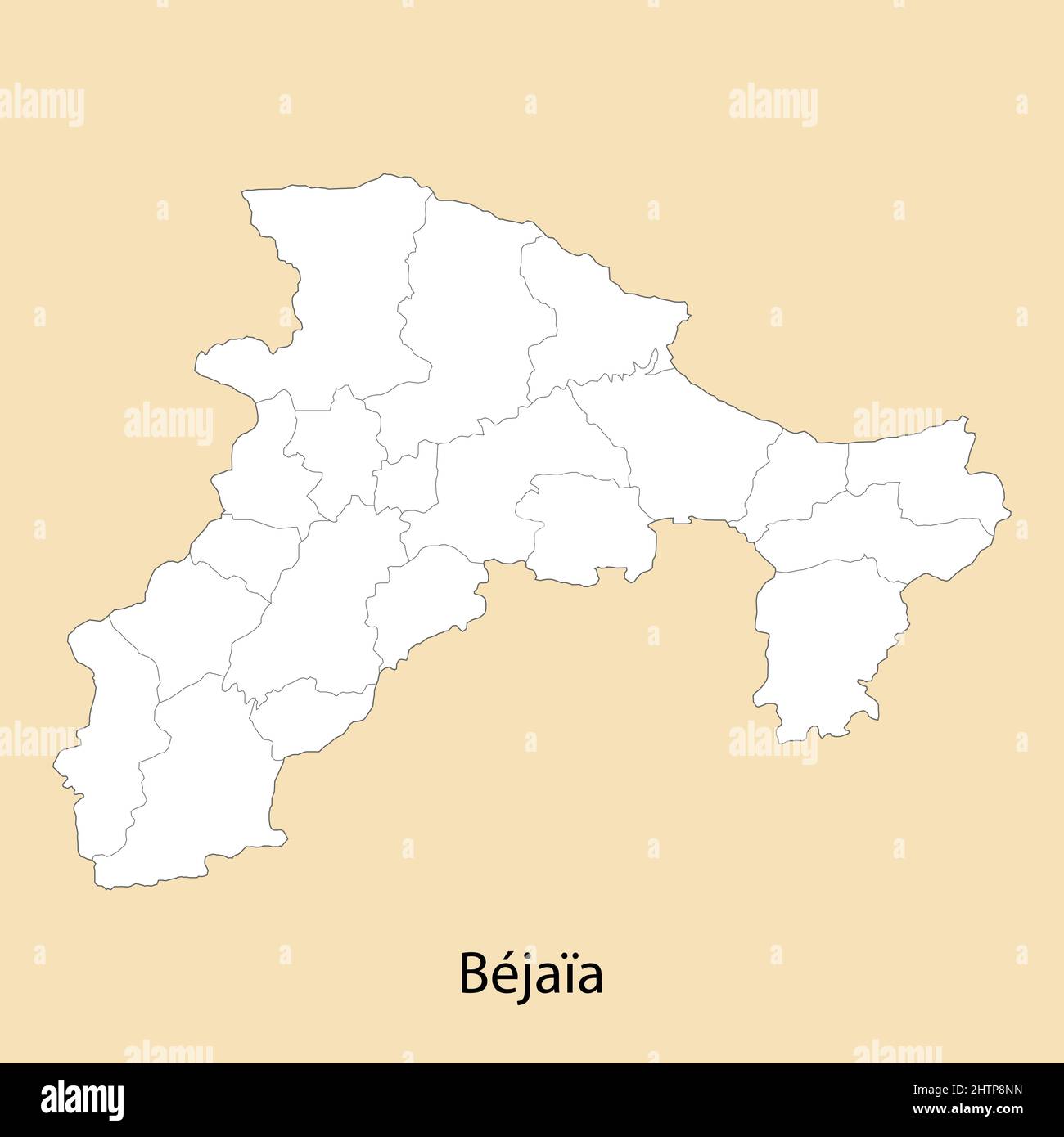 High Quality map of Bejaia is a province of Algeria, with borders of ...