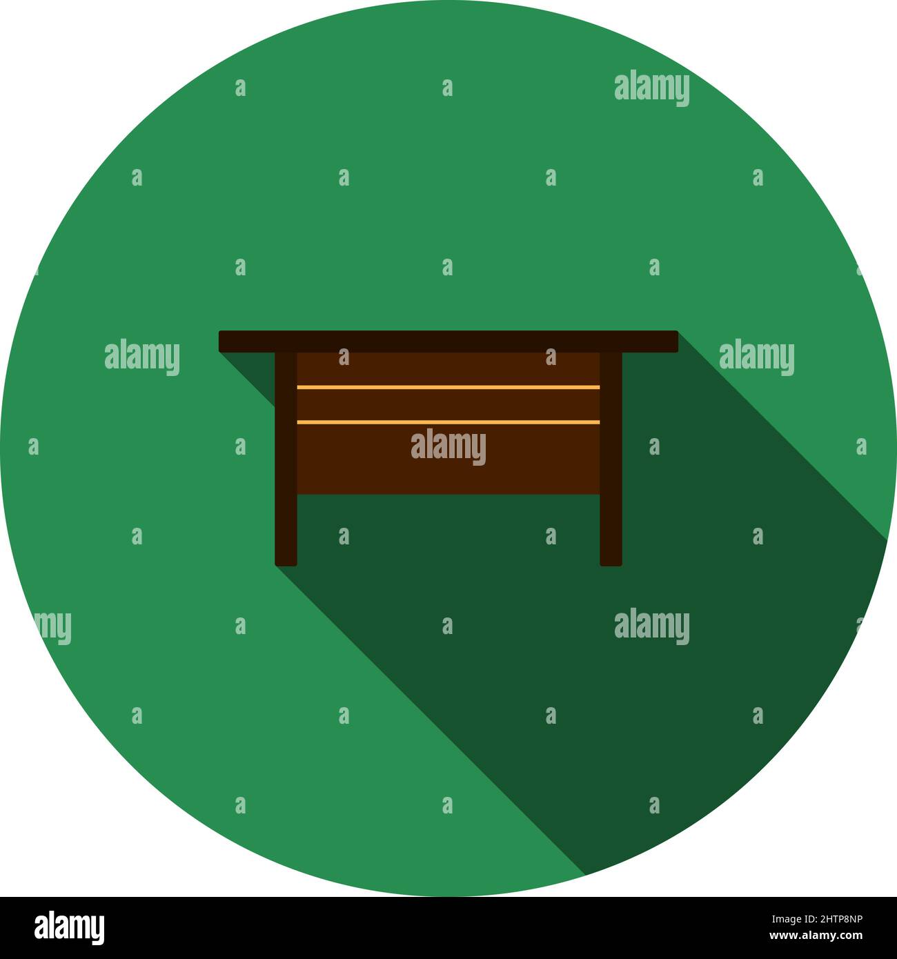 Boss Office Table Icon. Flat Circle Stencil Design With Long Shadow ...
