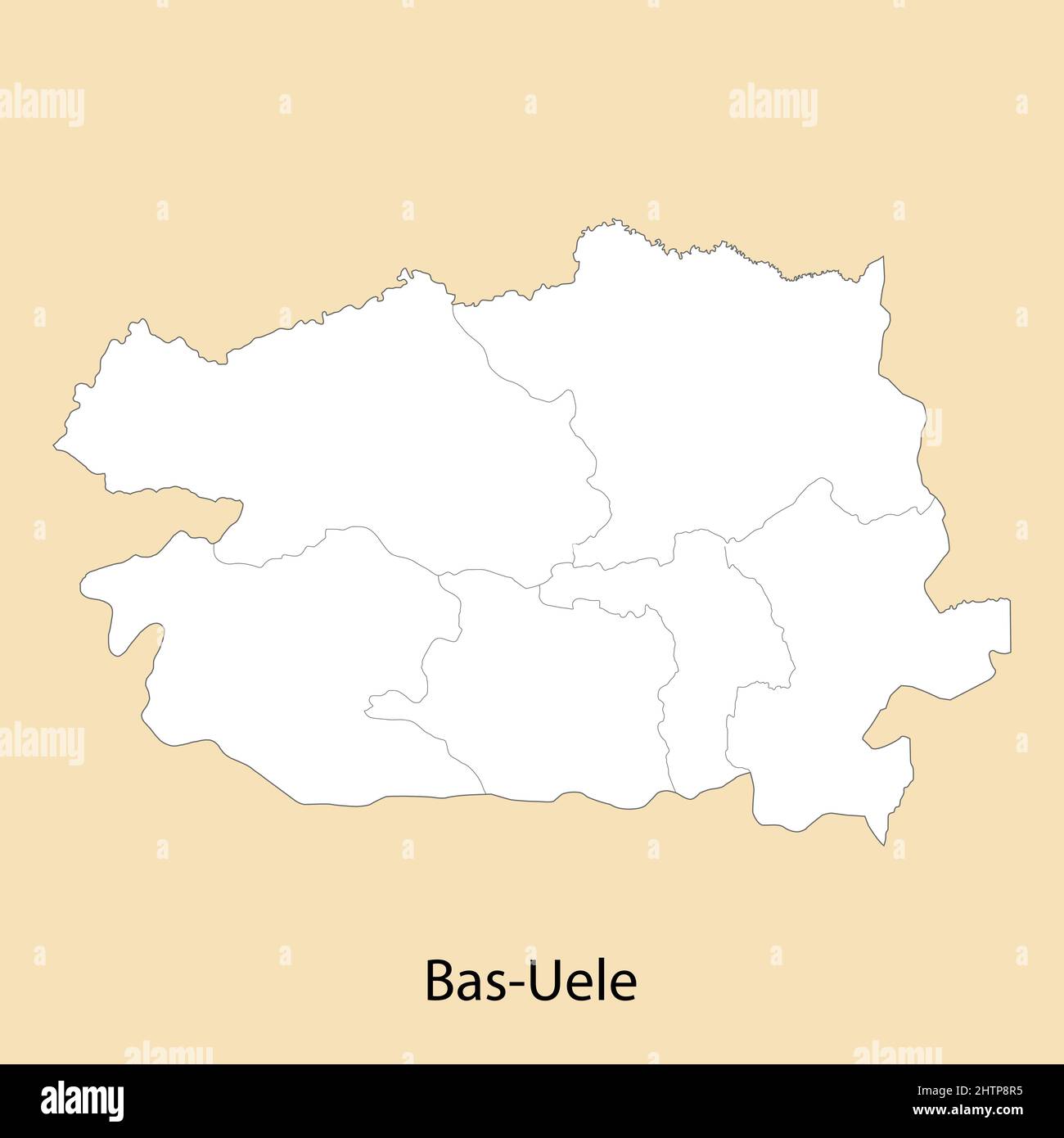 High Quality map of Bas-Uele is a region of DR Congo, with borders of ...