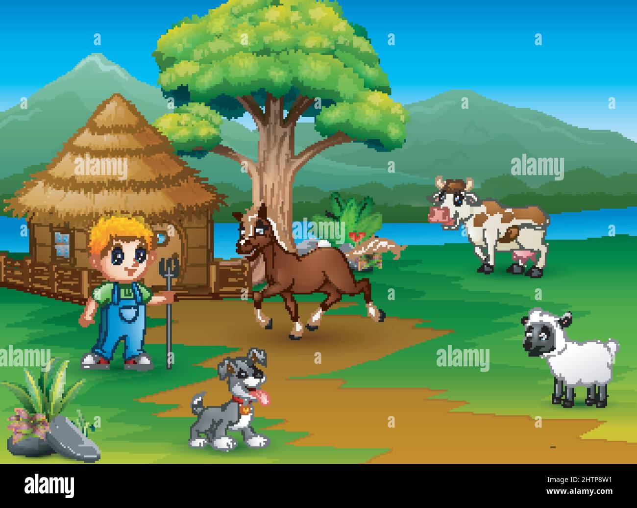 Farmers house woods Stock Vector Images - Alamy
