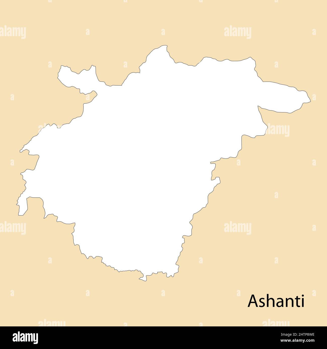 High Quality map of Ashanti is a region of Ghana, with borders of the ...