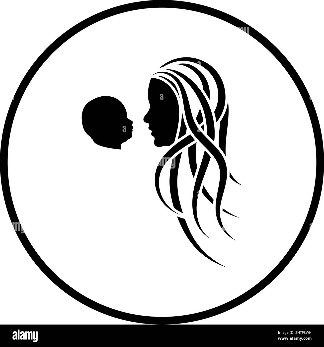 Mothers Day Icon Thin Circle Stencil Design Vector Illustration