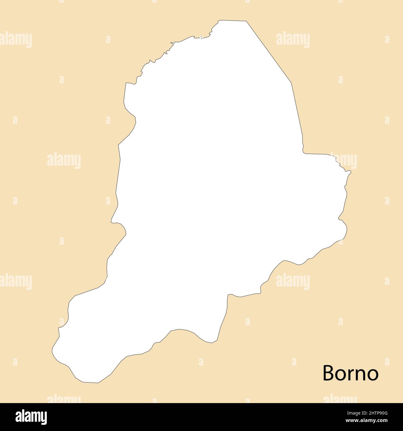 High Quality map of Borno is a region of Nigeria, with borders of the ...