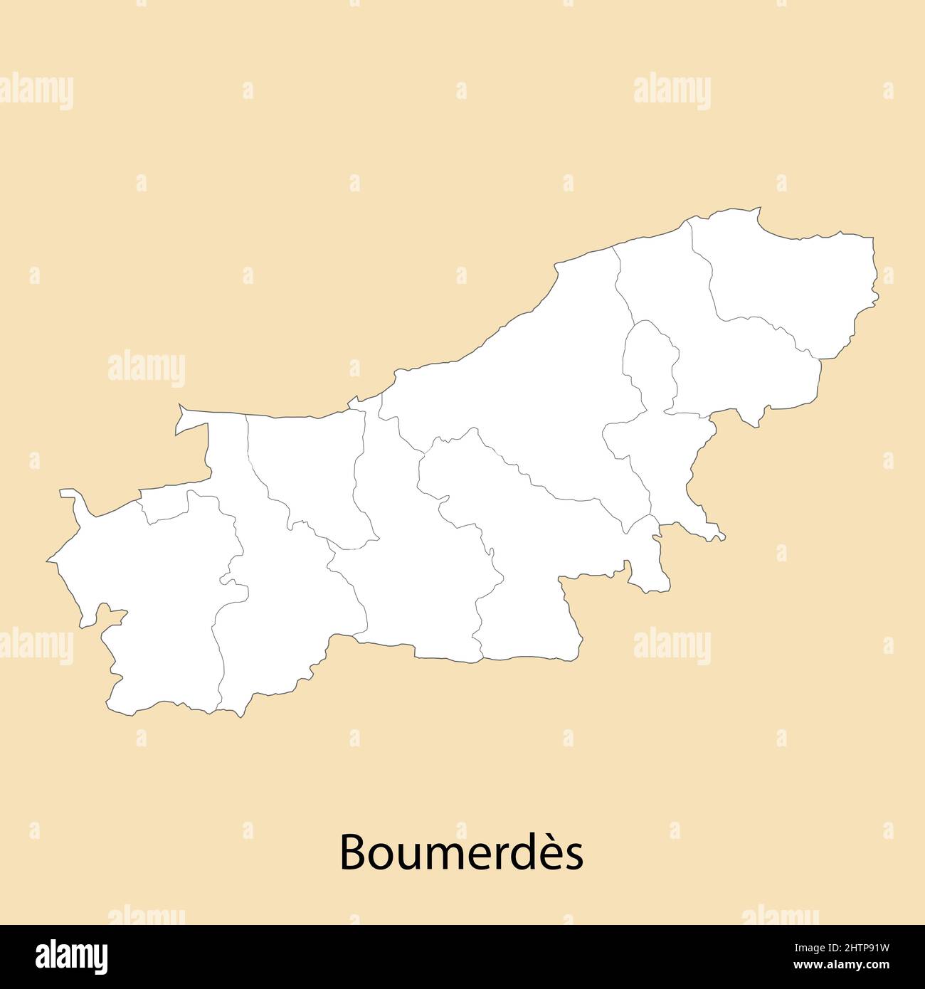 High Quality map of Boumerdes is a province of Algeria, with borders of ...