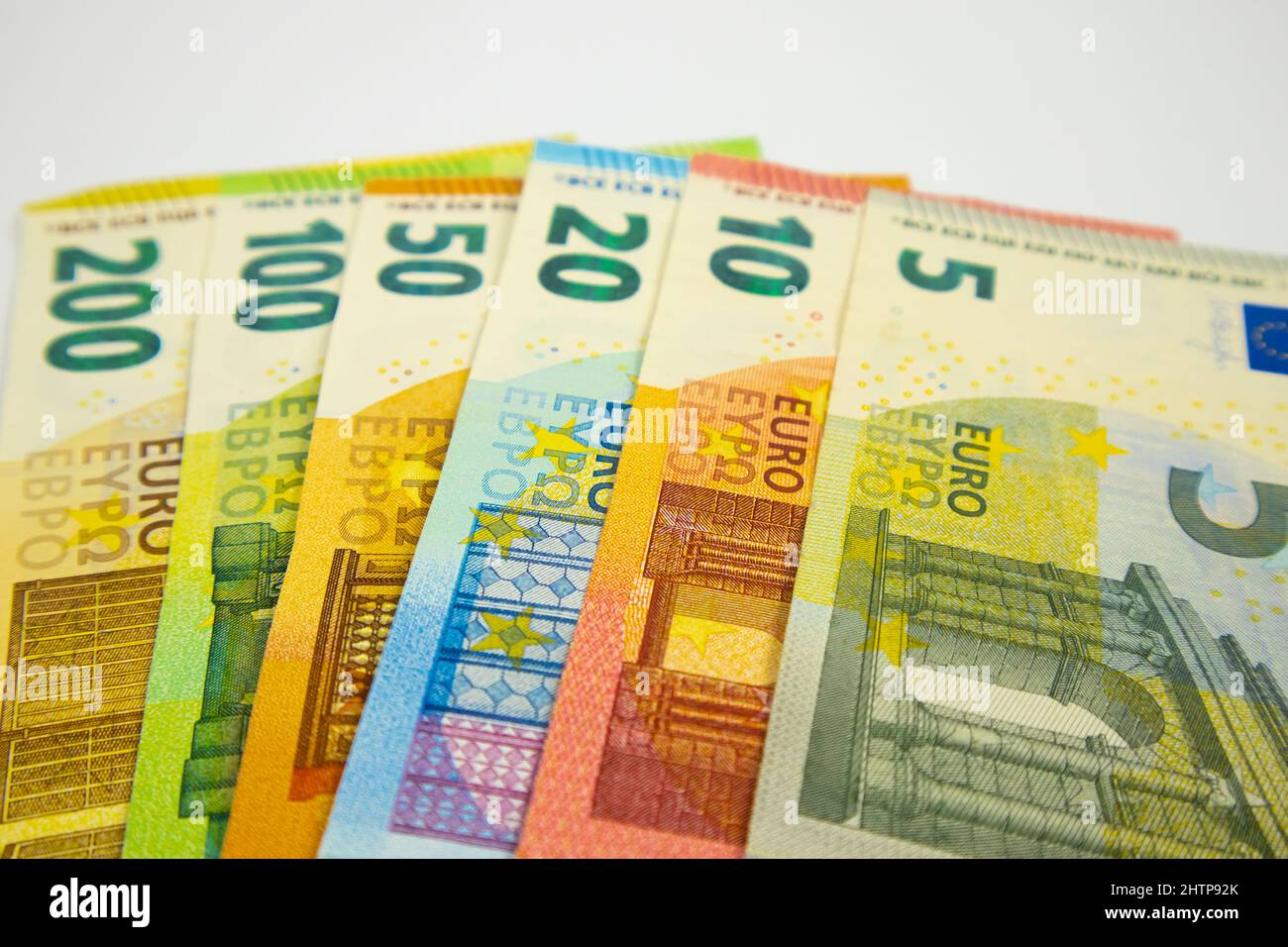 Euro money 5,10,20,50,100,200 close up. Photo with space for text Stock ...