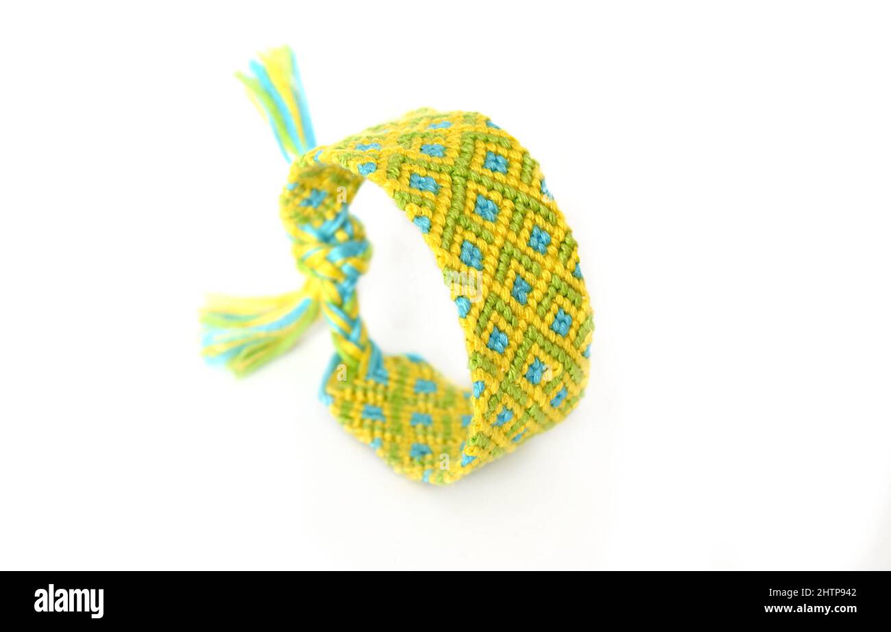 Woven DIY friendship bracelets handmade of embroidery bright thread ...