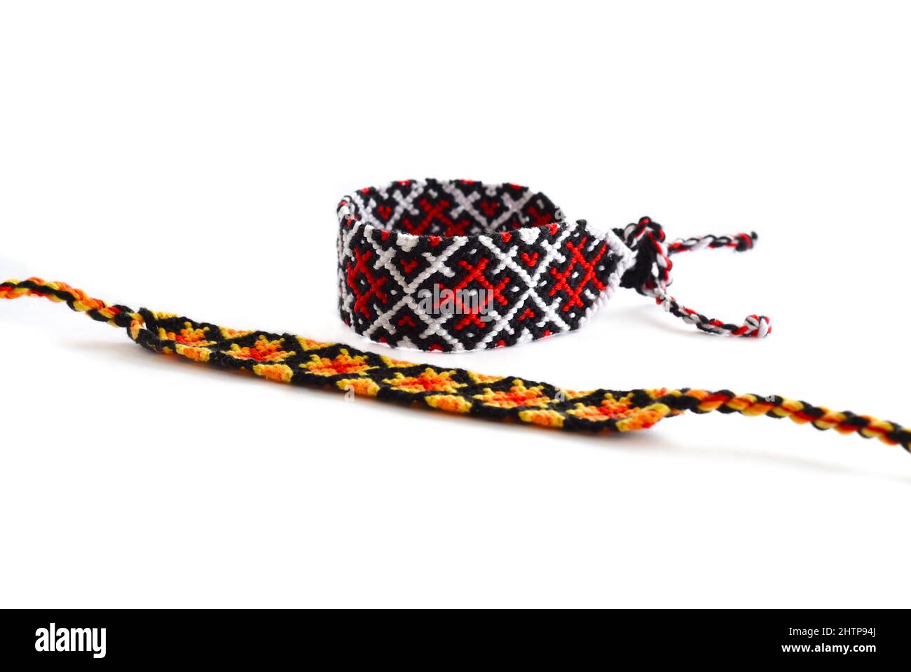 Woven DIY friendship bracelets handmade of embroidery bright thread ...