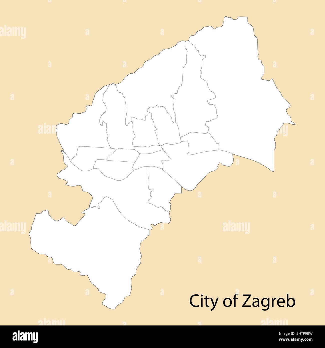 High Quality map of City of Zagreb is a region of Croatia, with borders ...