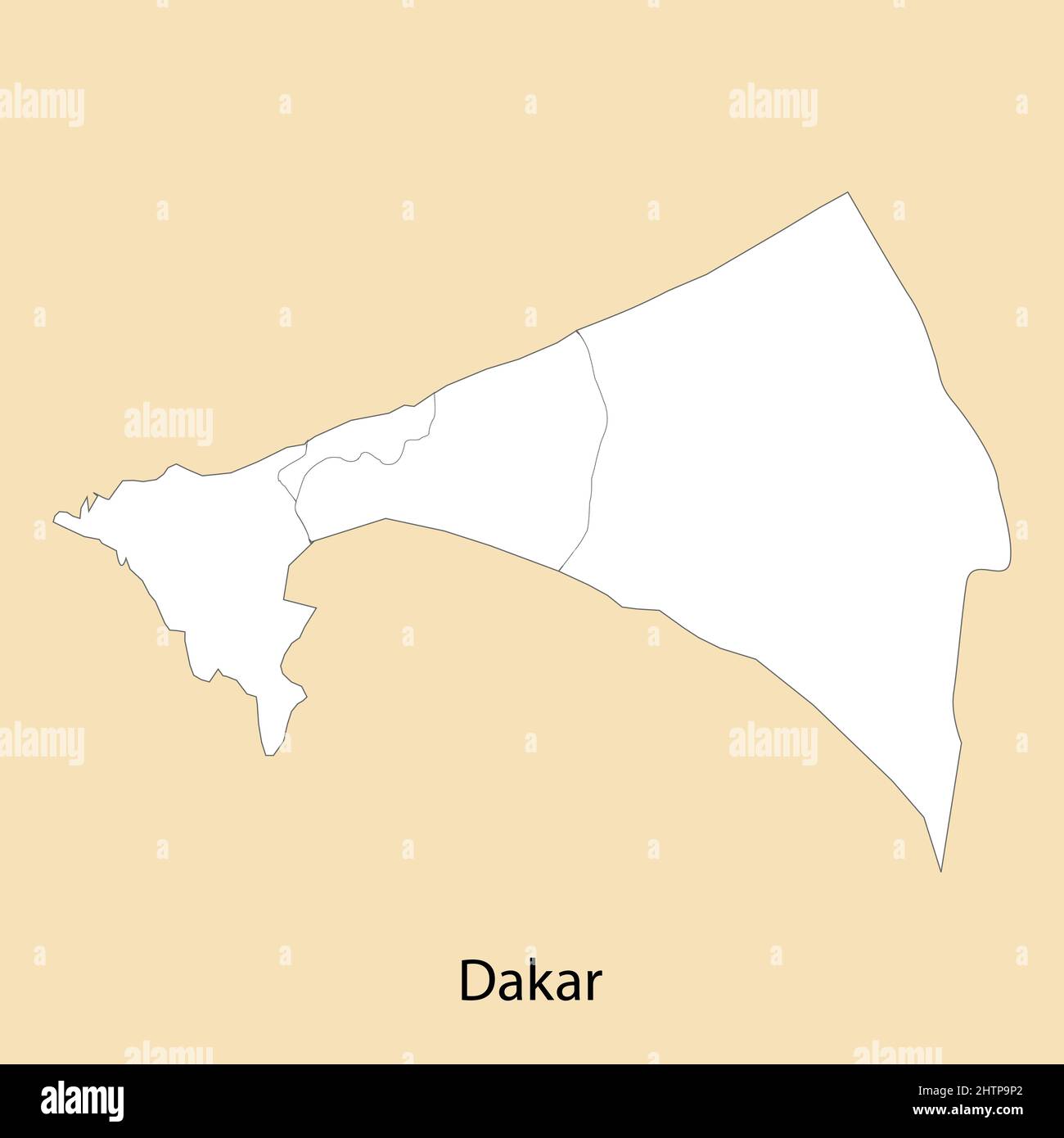 High Quality map of Dakar is a region of Senegal, with borders of the districts Stock Vector ...