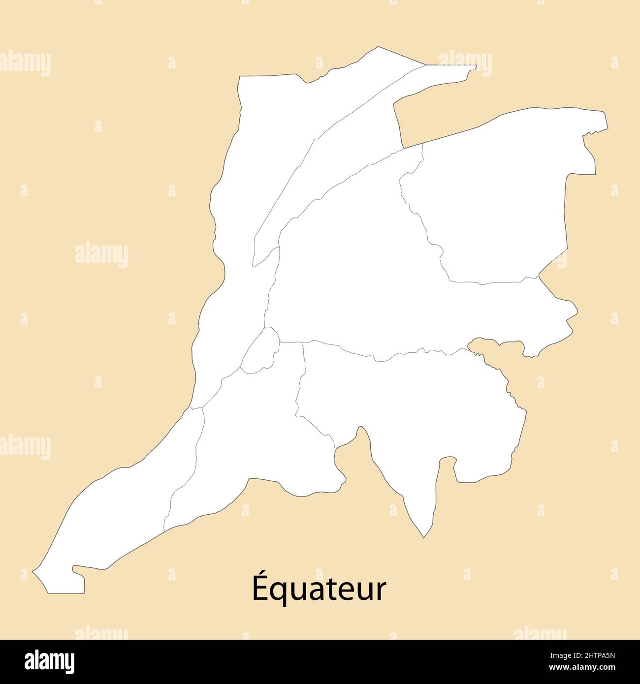 High Quality map of Equateur is a region of DR Congo, with borders of ...