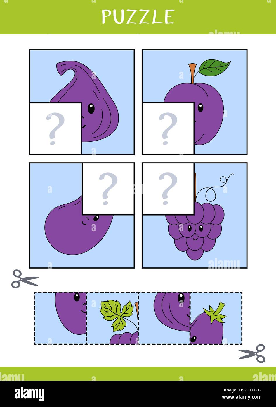 Puzzle for kids. Find the missing parts of the picture. Simple ...