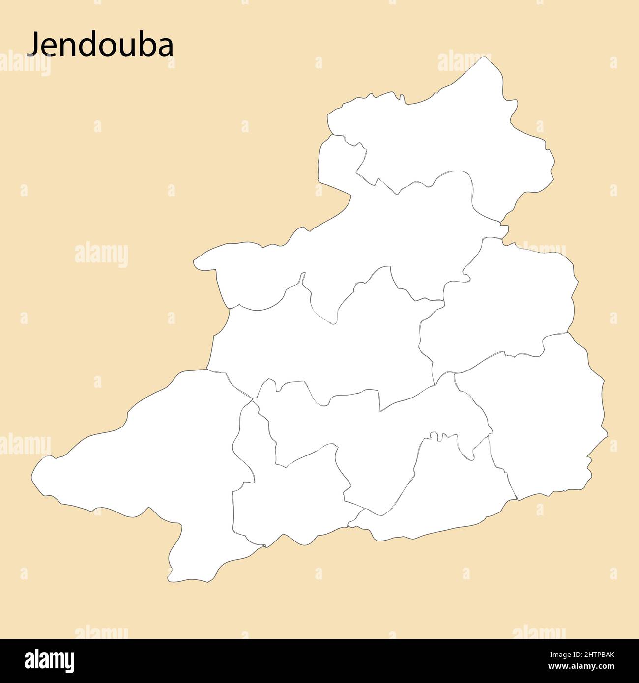High Quality map of Jendouba is a region of Tunisia, with borders of ...