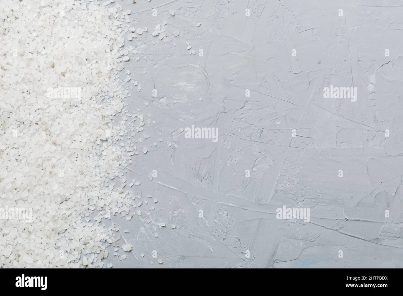 Background from white sea salt. Coarse rock salt texture witth copy ...