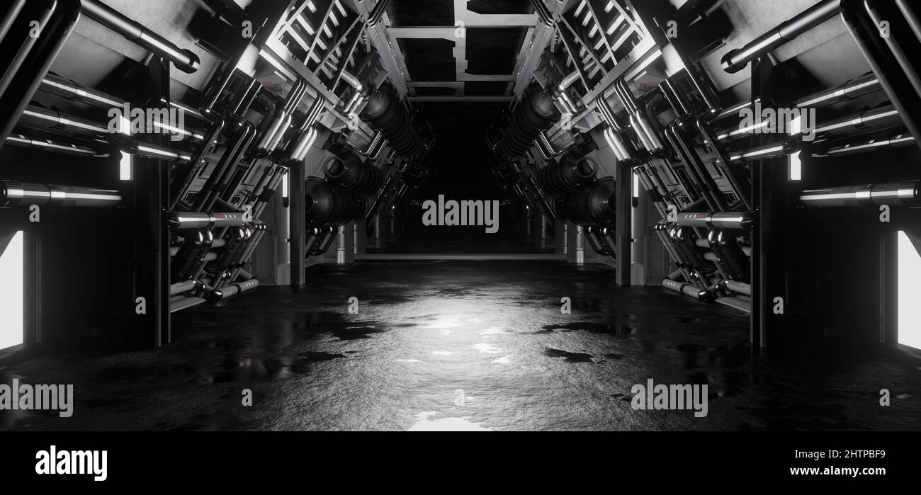 Cyberpunk Industrial Cyber Hall Studio Cyber Future Stage Corridor ...