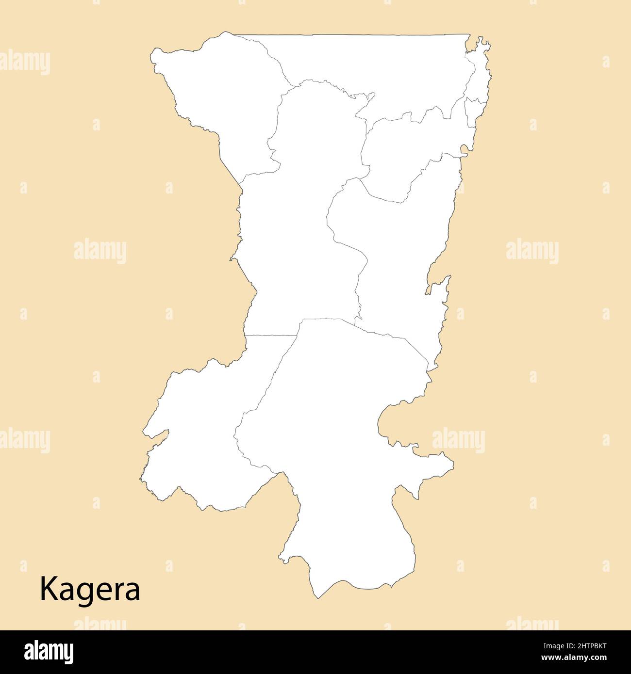High Quality map of Kagera is a region of Tanzania, with borders of the ...