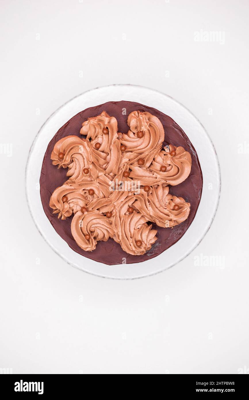Homemade chocolate cake - top view Stock Photo - Alamy