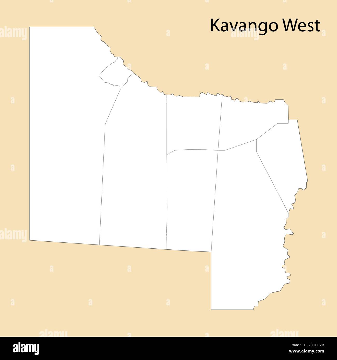 High Quality map of Kavango West is a region of Namibia, with borders ...
