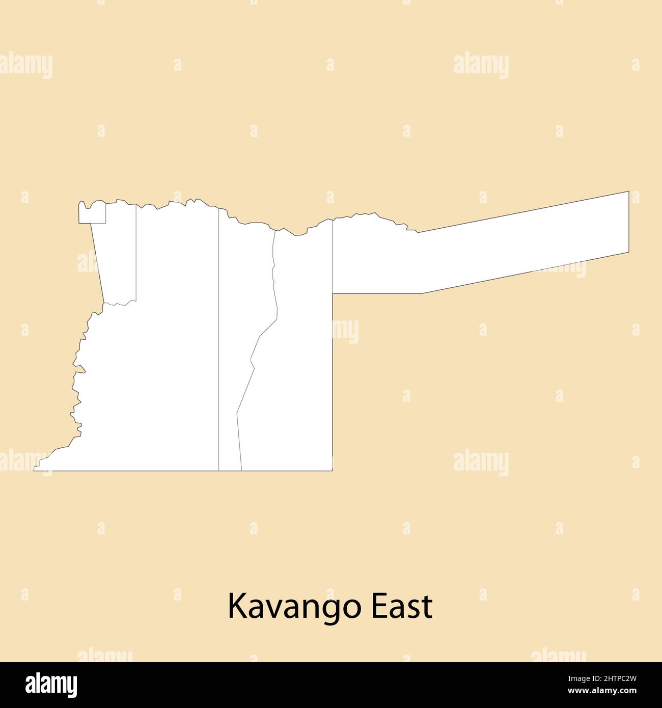 High Quality map of Kavango East is a region of Namibia, with borders ...